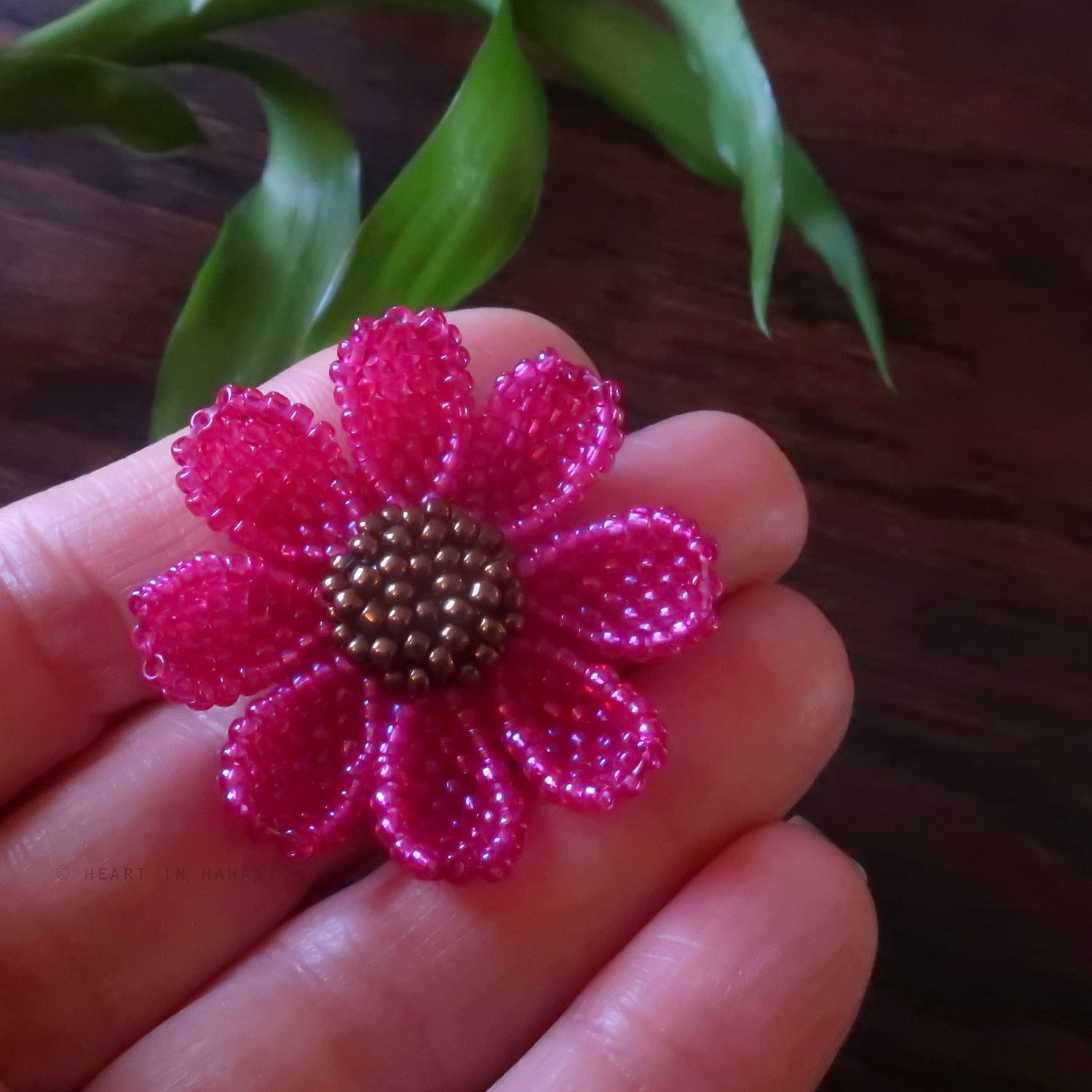Heart in Hawaii Beaded Cosmos Flower Brooch - Hot Pink – Temple Tree ...