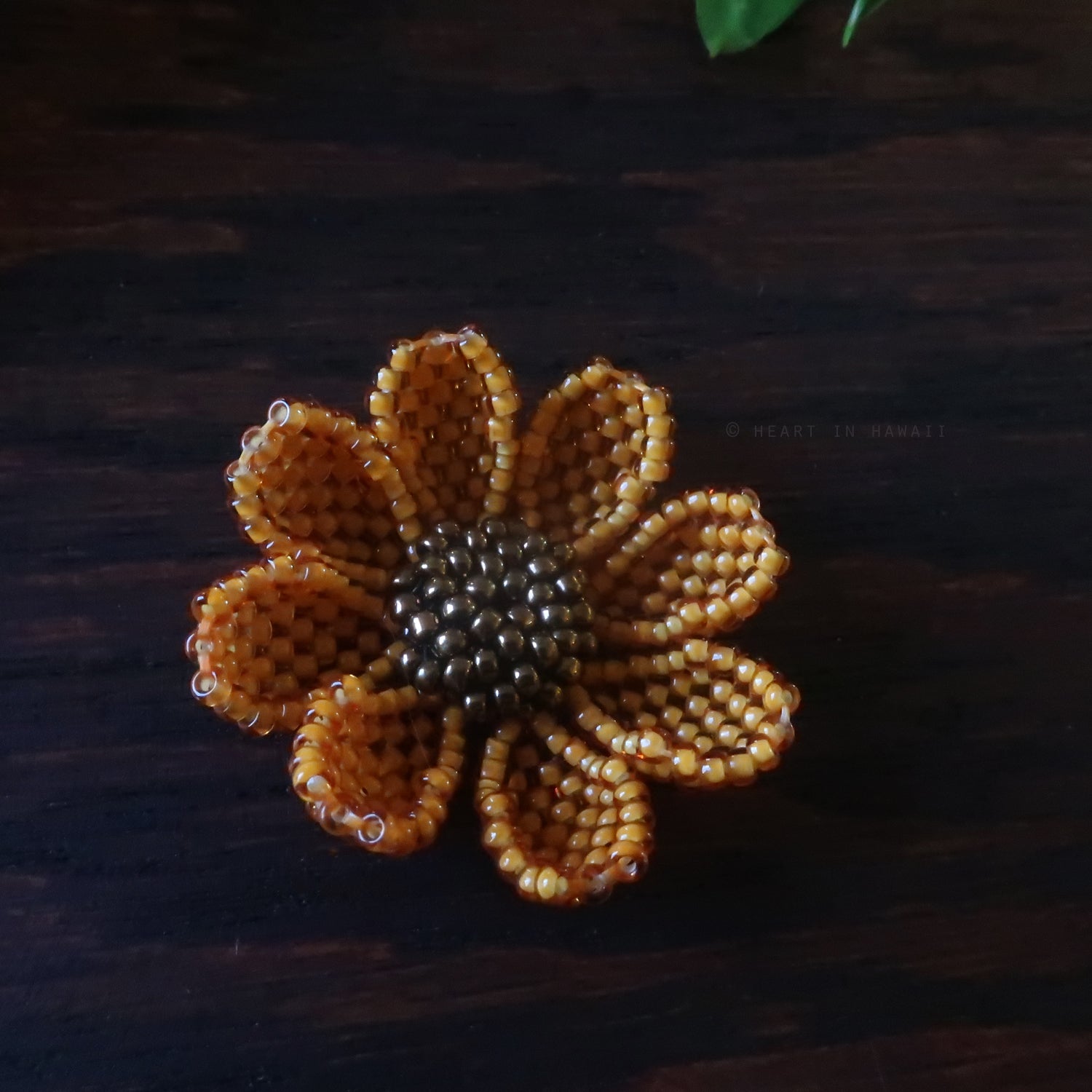 Heart in Hawaii Beaded Cosmos Flower Brooch - Marigold – Temple Tree ...