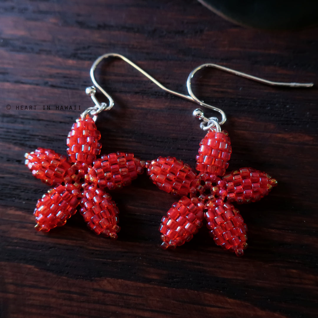 Heart in Hawaii Pua Plumeria Flower Dangles - Opalescent Red – Temple ...