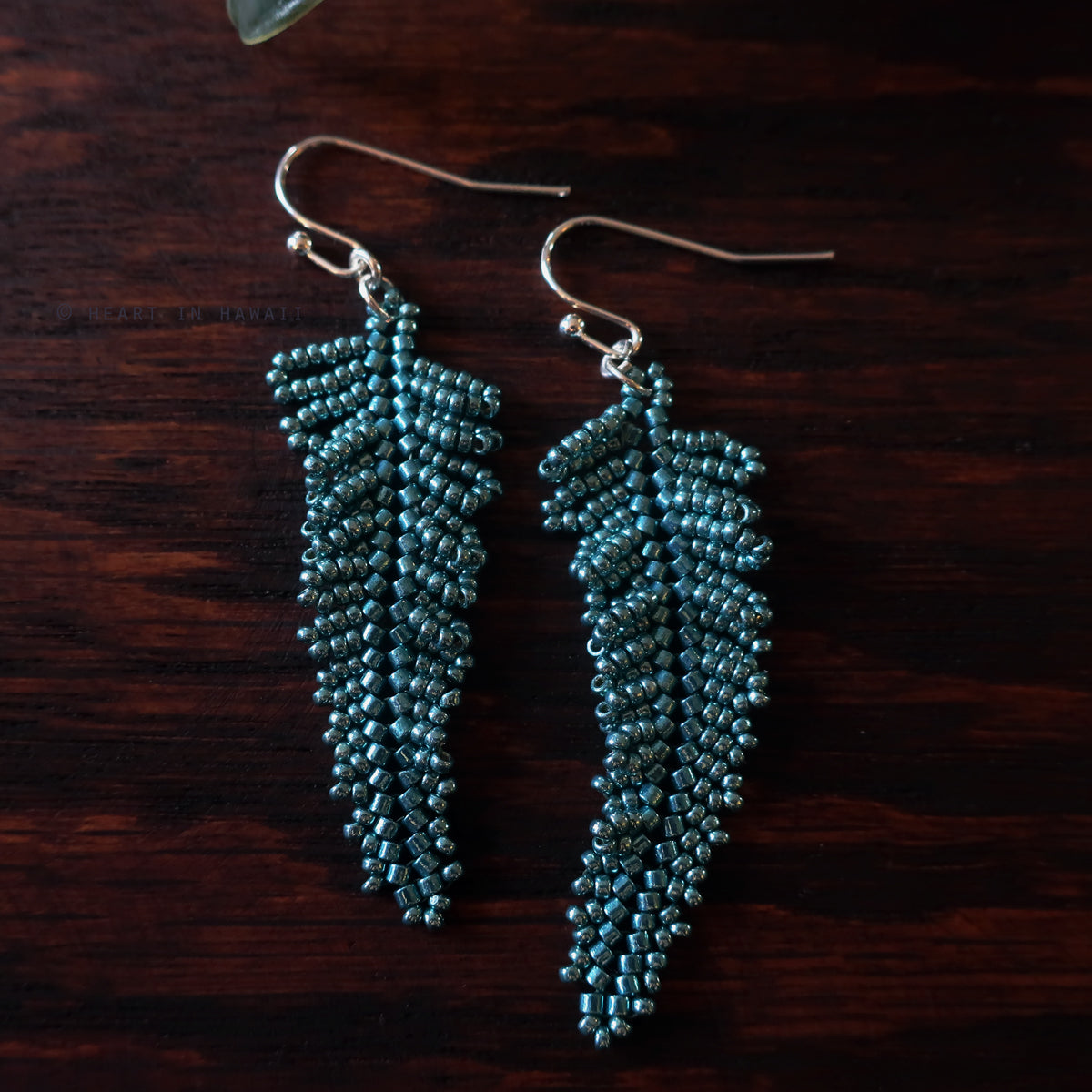 Heart in Hawaii Small Beaded Fern Frond Earrings – Temple Tree | Heart ...
