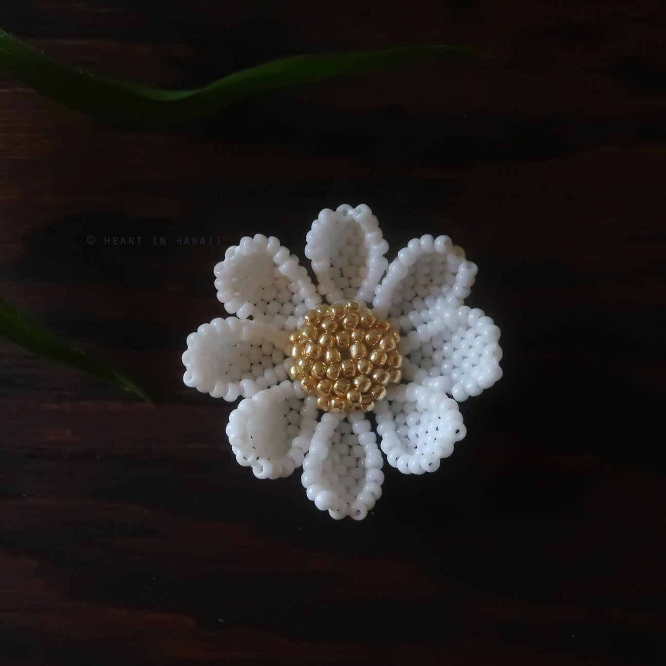Heart in Hawaii Beaded Cosmos Flower Brooch - White – Temple Tree ...
